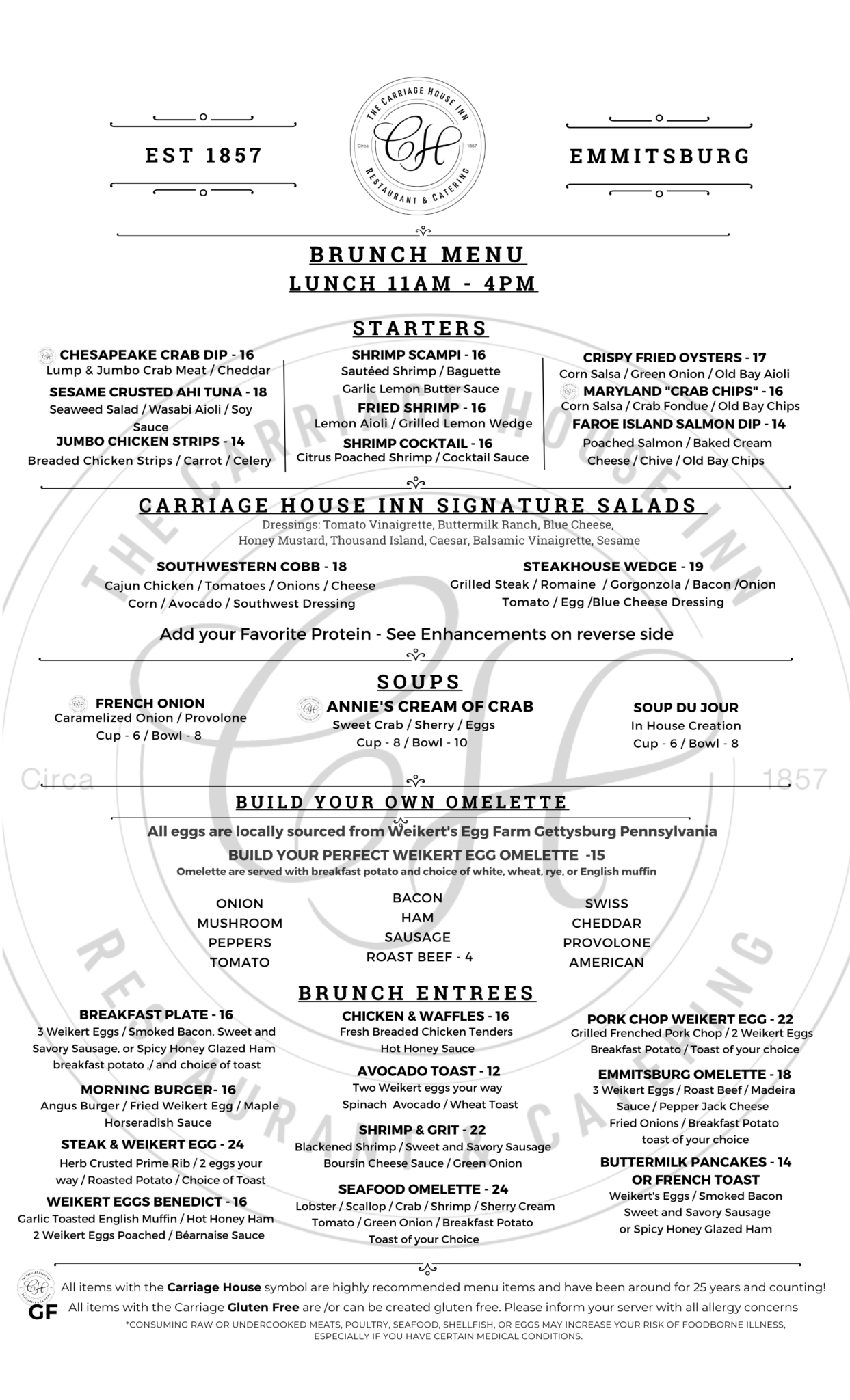 Summer Menu - The Carriage House Inn