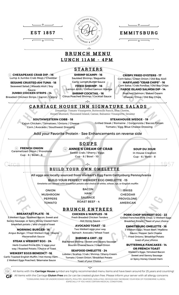 Summer Menu - The Carriage House Inn