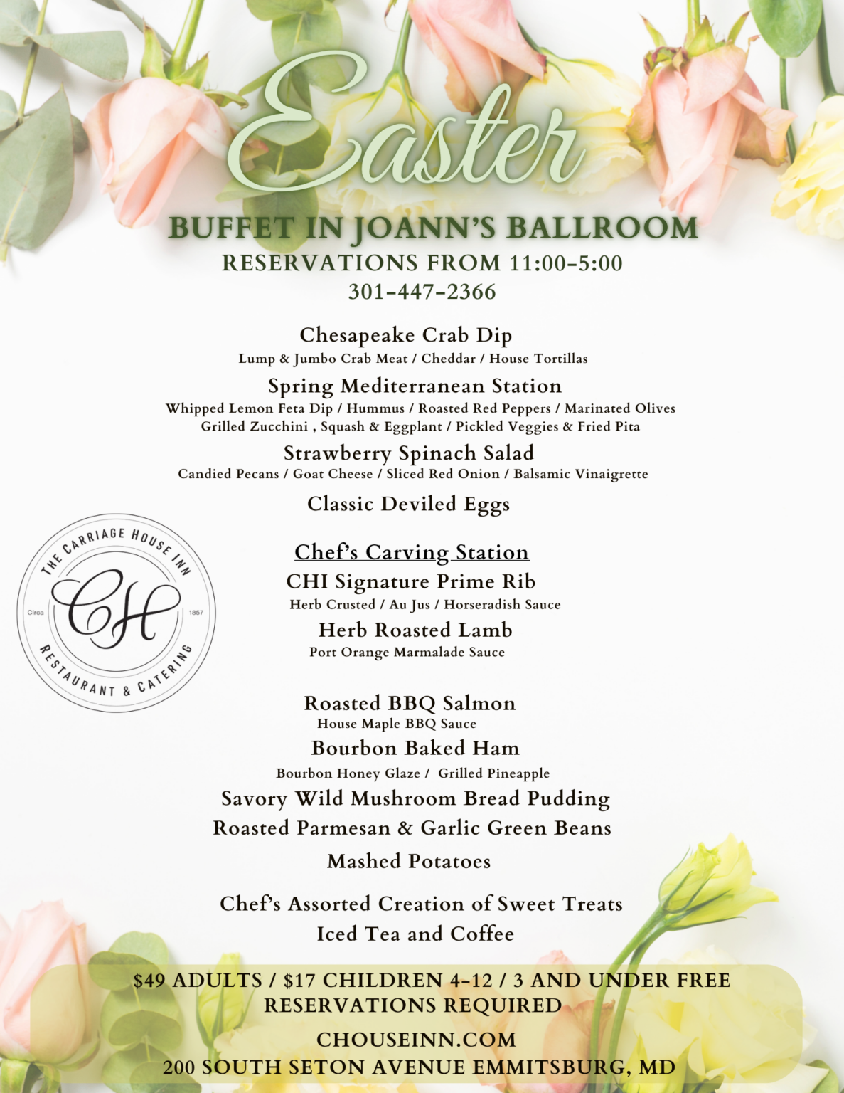 Easter Buffet 2025 - The Carriage House Inn
